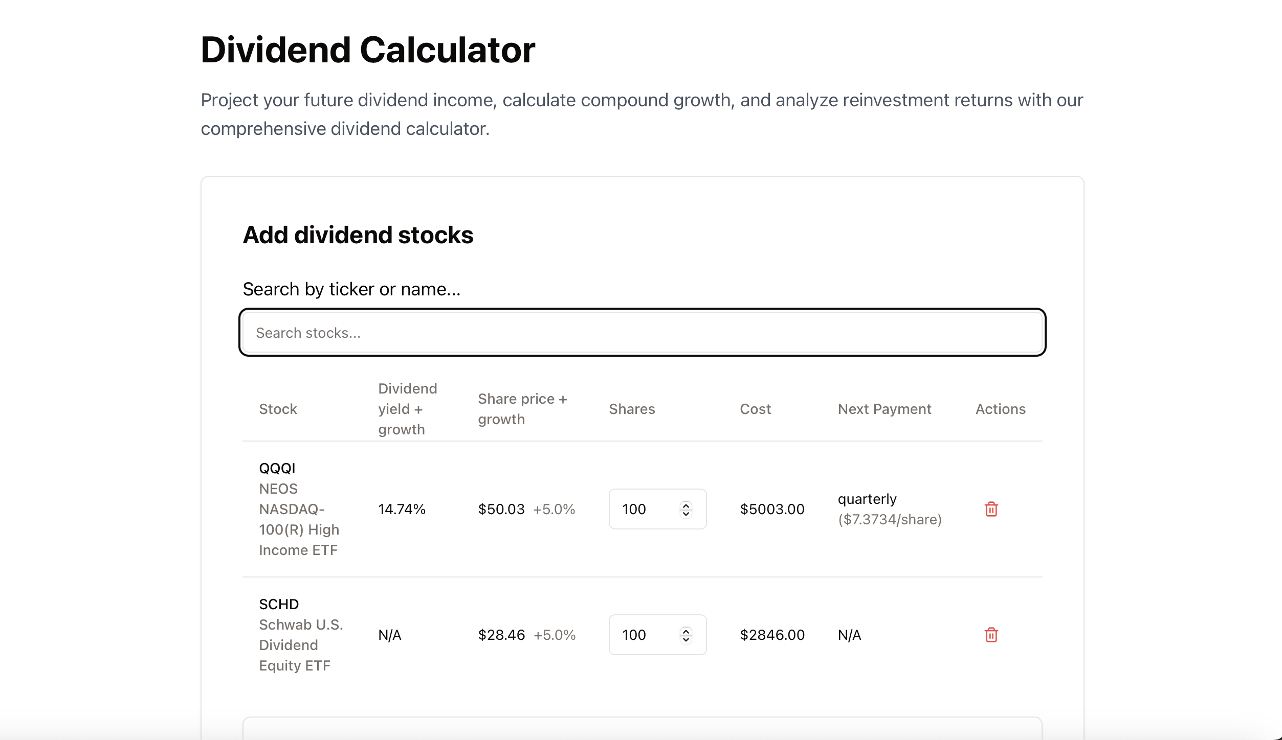 DividendDynasty - Best Free Dividend Calculator & Investment Tools